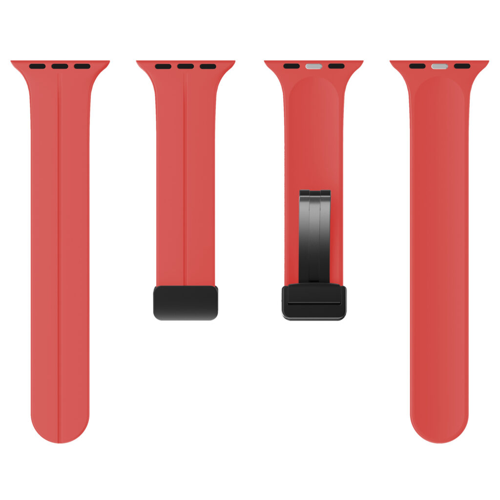 Red Rubber Apple Watch Strap - Adjustable with Magnetic Clasp