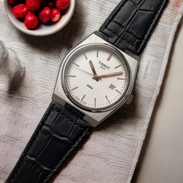 Tissot PRX Crocodile Embossed Watch Band - Black