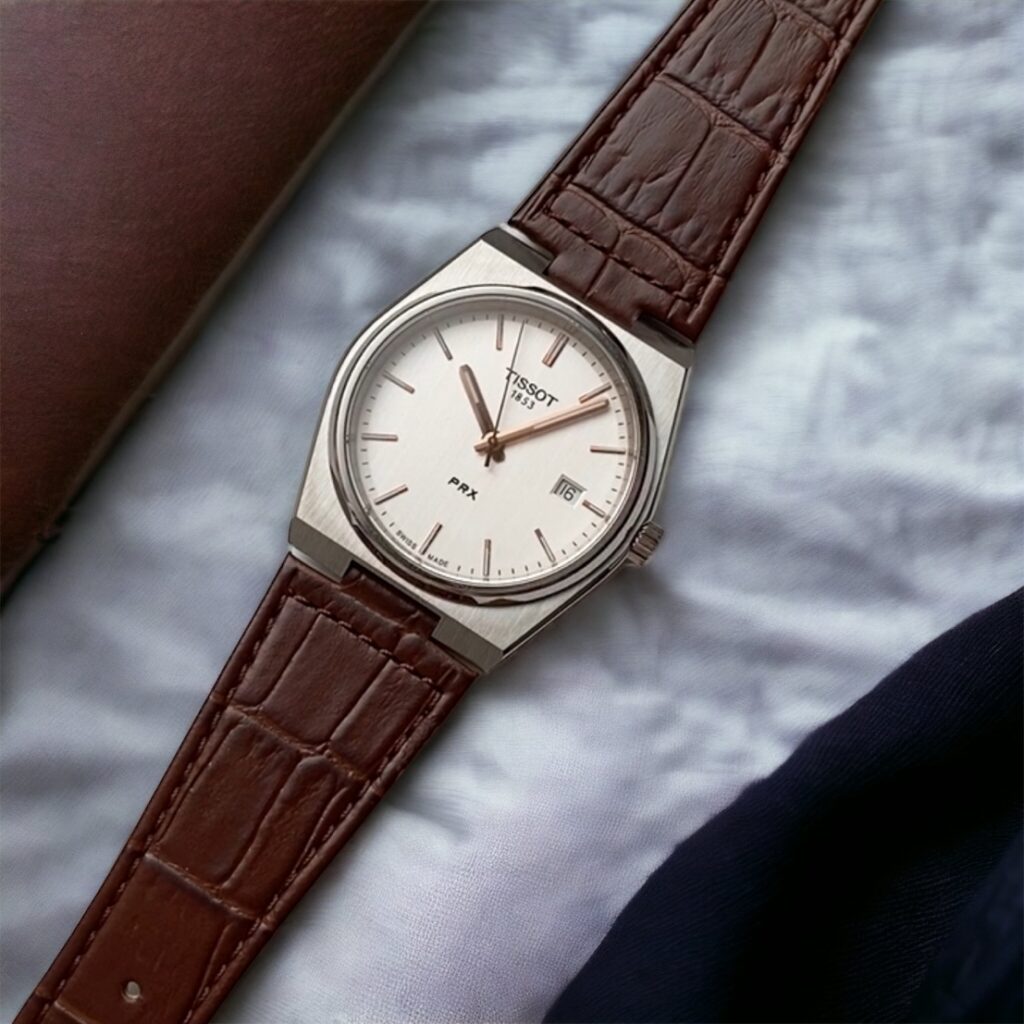 Tissot PRX Crocodile Embossed Watch Band - Brown